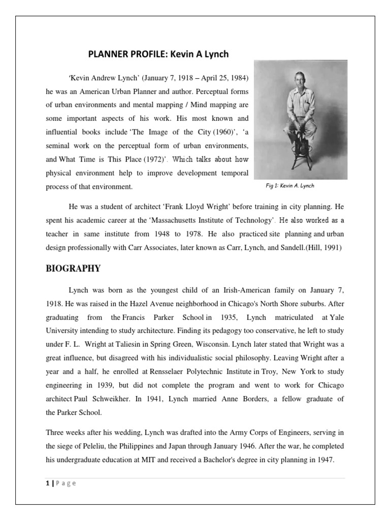 Planner Profile Kevin Andrew Lynch | PDF | Cognitive Science