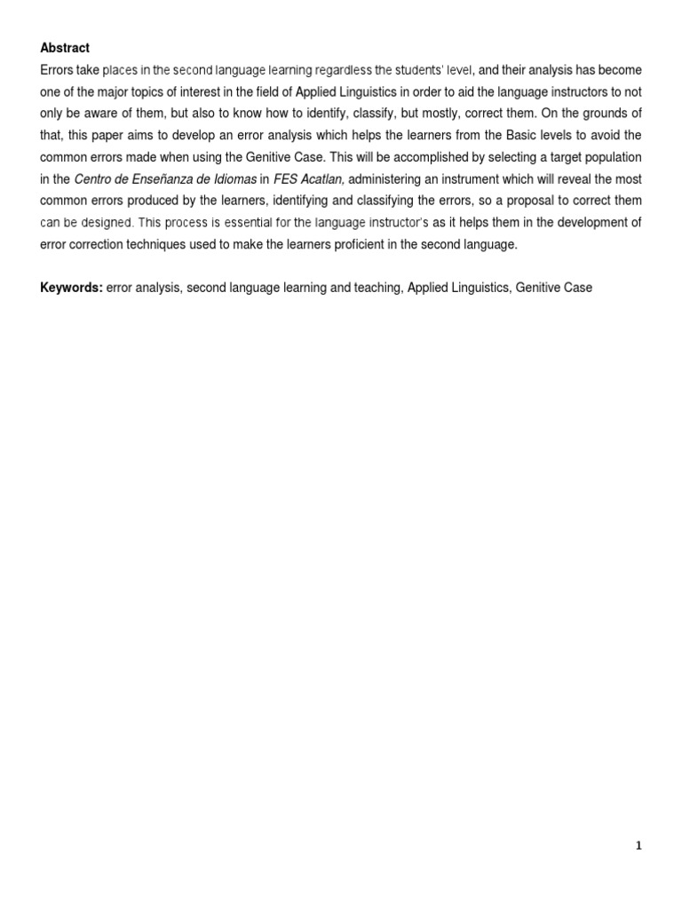 Error Analysis | PDF | Second Language Acquisition | Language Acquisition