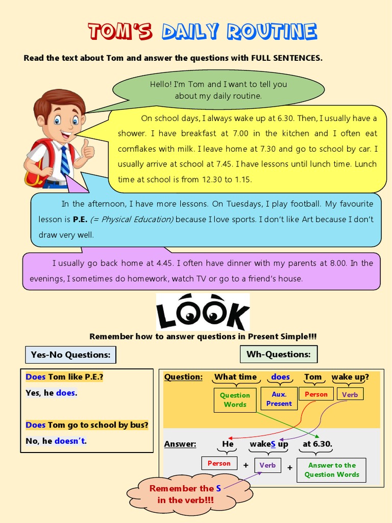 Tom's Daily Routine | PDF