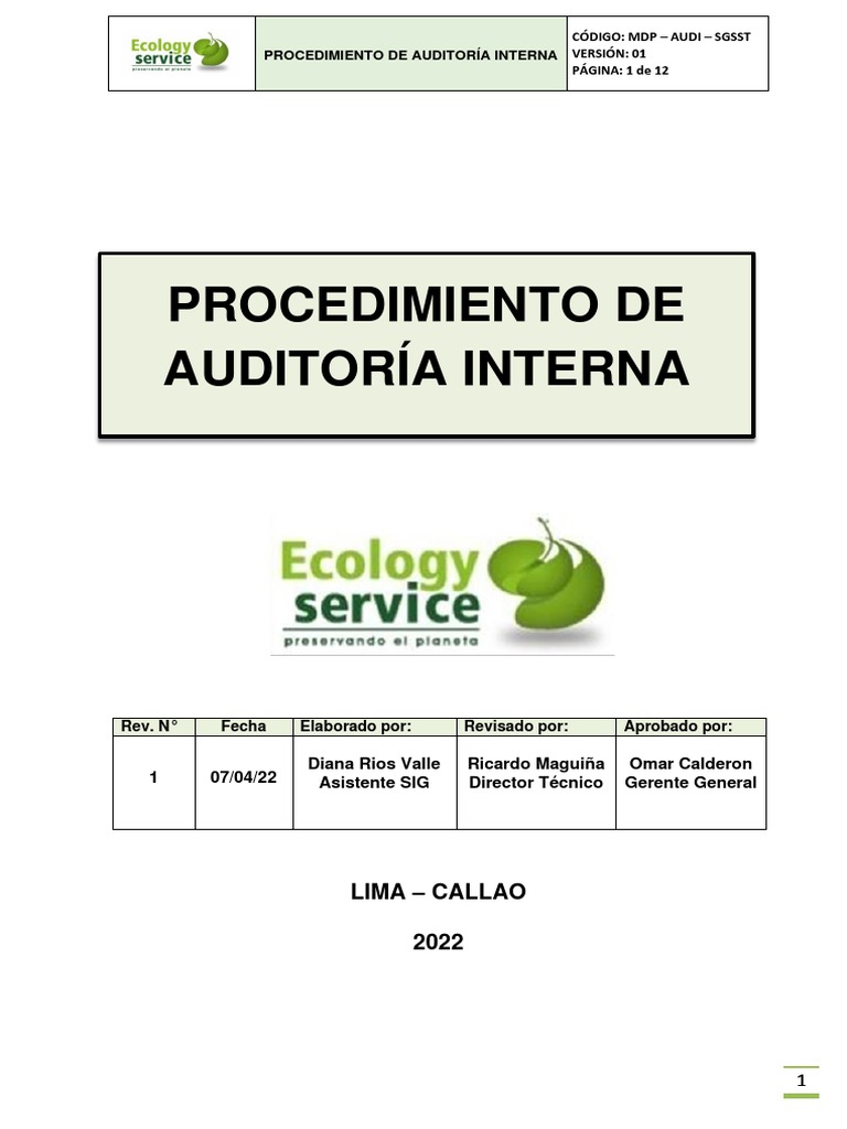 Procedimiento de Auditoría Interna SGSST | PDF | Auditoría | Contralor