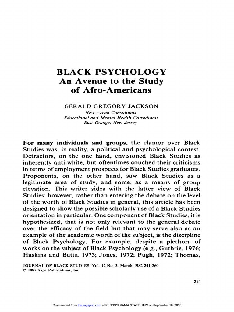 Black Psychology | PDF | Psychology | Thought Black Psychology | PDF | Psychology | Thought