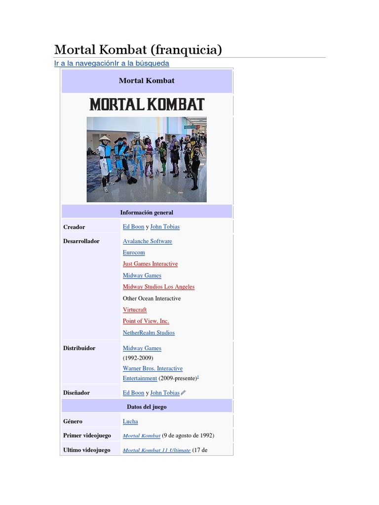 Mortal Kombat | PDF | Editores de videojuegos | Juego de azar