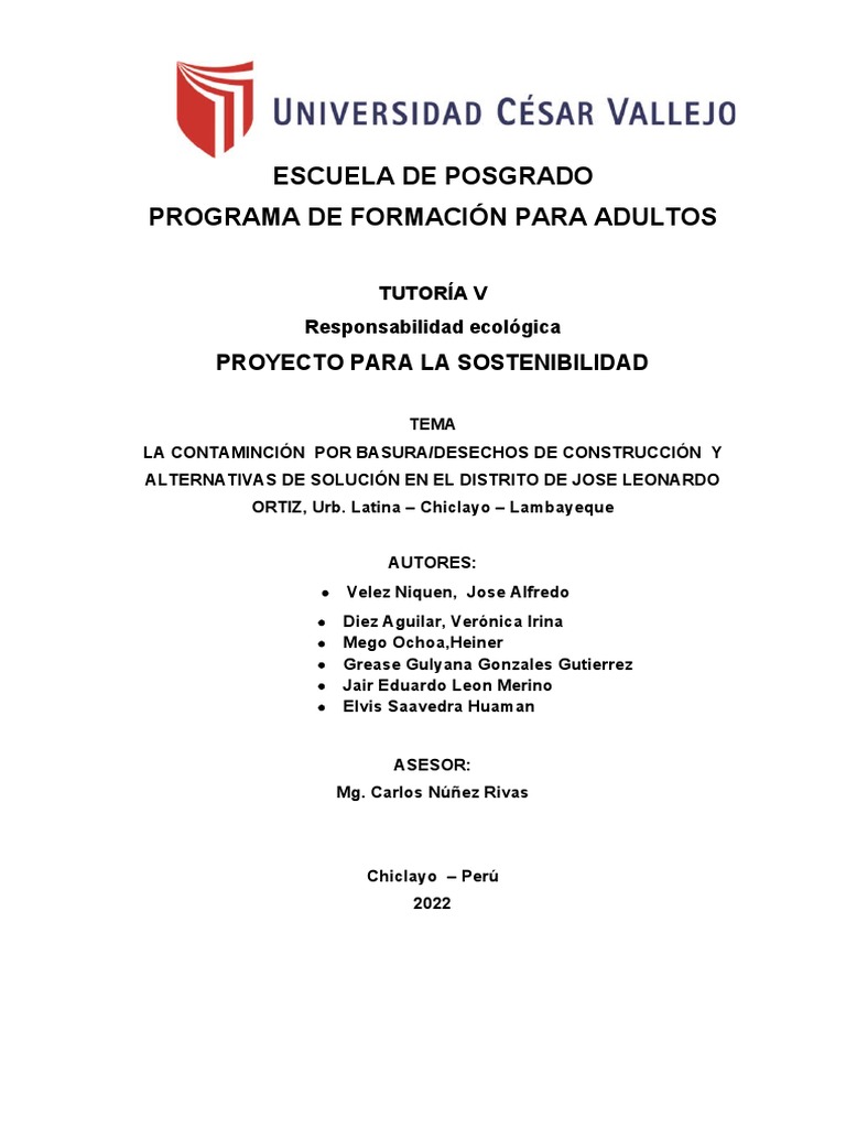 Proyecto de Sostenibilidad | PDF | Residuos | Vertedero