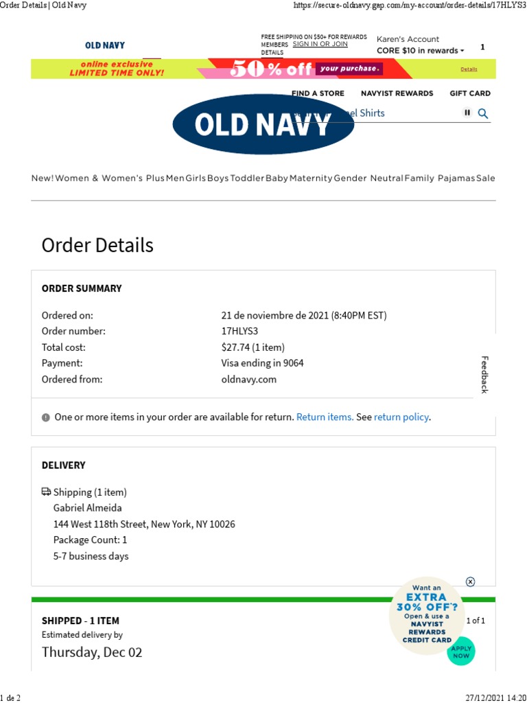 Factura Old Navy | PDF | Economies | Payments