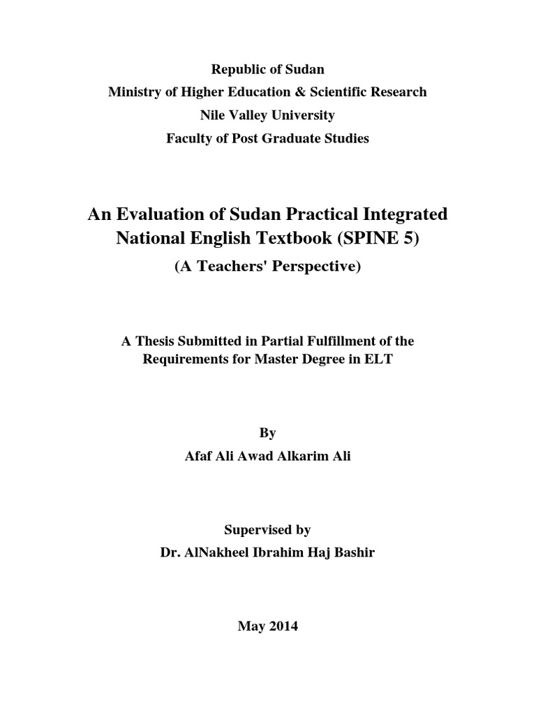 An Evaluation of Sudan Practical Integrated National English Textbook ...