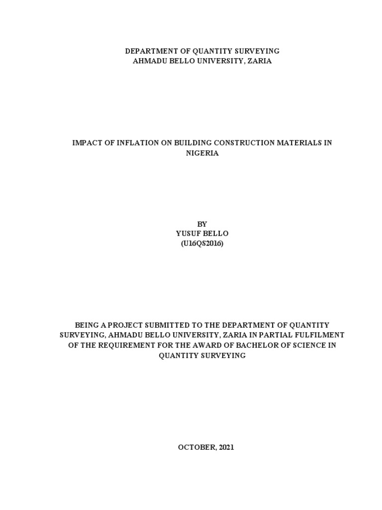 Yusuf Bello Complete Project | PDF | Inflation | Value (Economics)