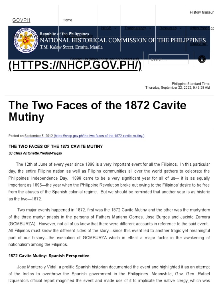 The Two Faces of The 1872 Cavite Mutiny - National Historical ...