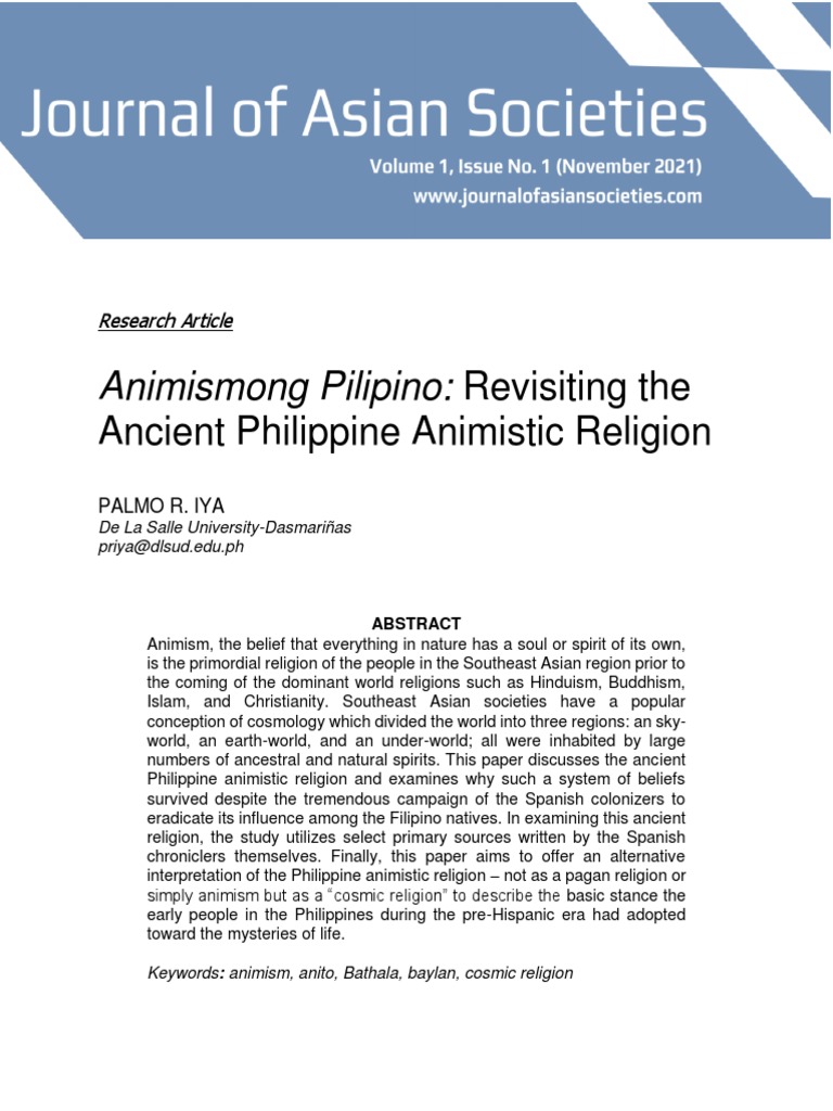 Revisiting the Ancient Philippine Animistic Religion: Understanding the ...