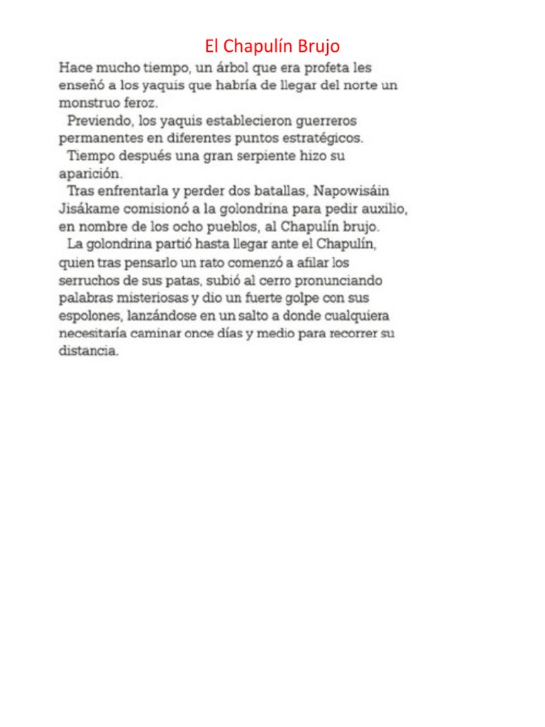 Cuento El Chapulín Brujo | PDF