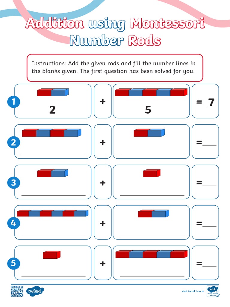 In M 1650279900 Addition Using Montessori Number Rods - Ver - 1 | PDF