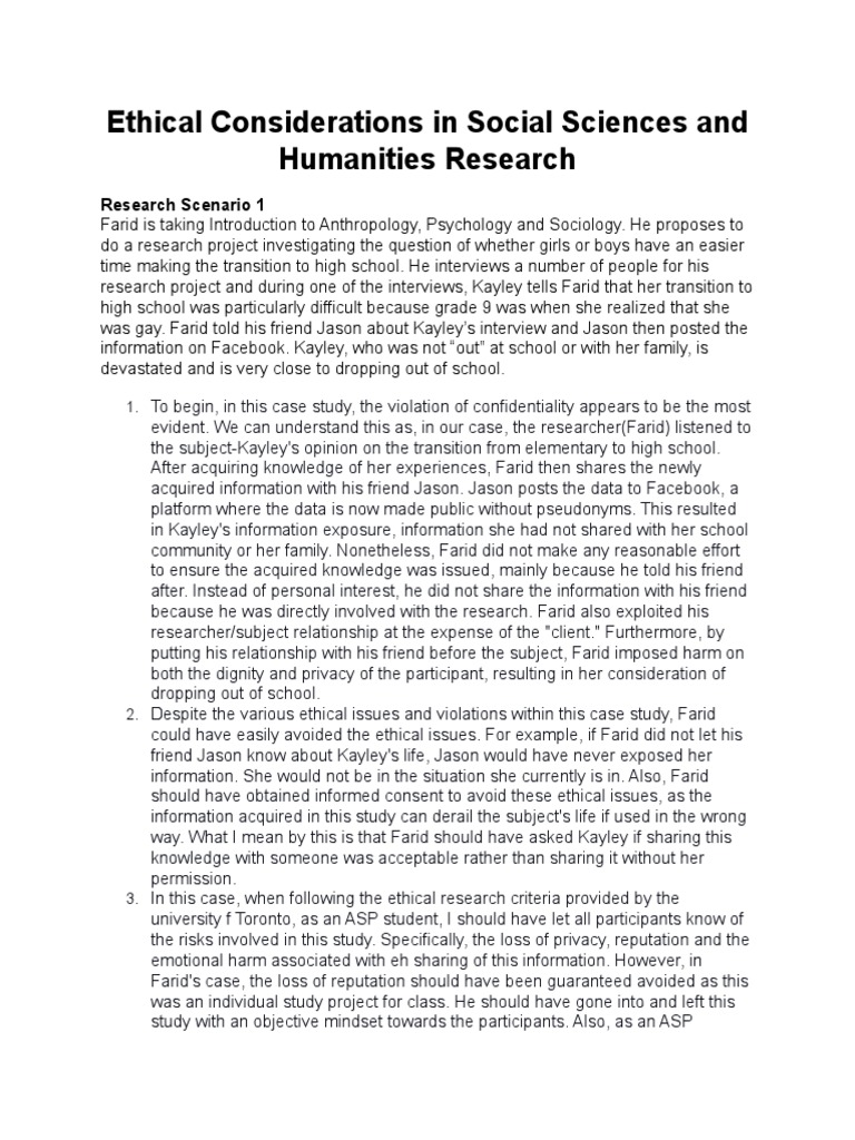 Ethical Considerations in Social Sciences and Humanities Research ...