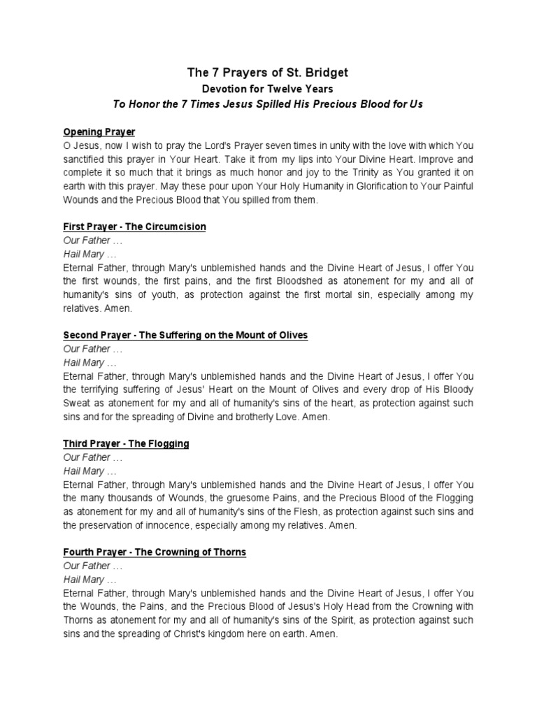 Saint Bridget 7 Prayers | Download Free PDF | Abrahamic Religions ...