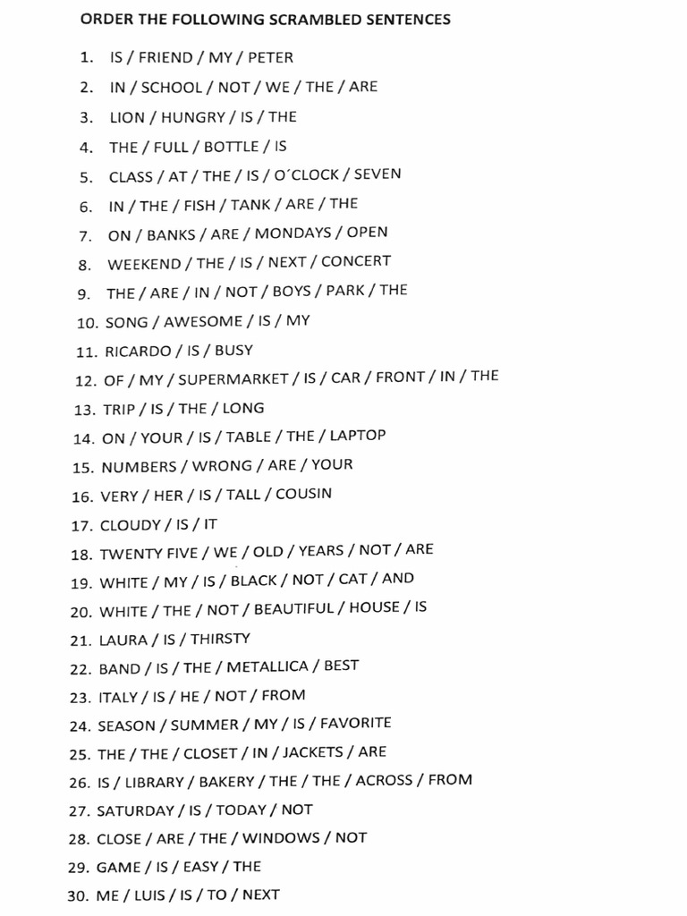 Order Verb To Be | PDF