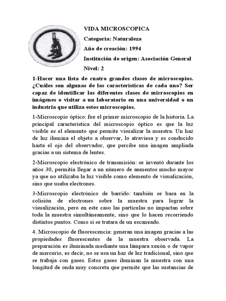 Vida Microscopica | PDF | Óptica | Ligero