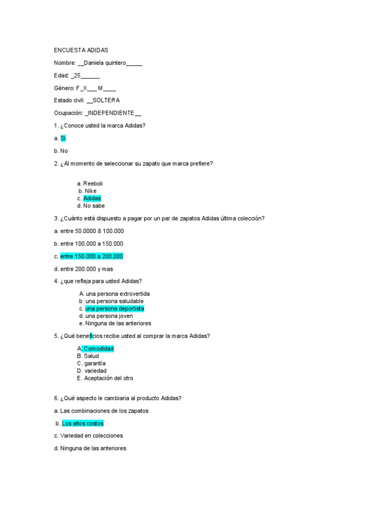 Encuesta Adidas | PDF | Adidas | Nike