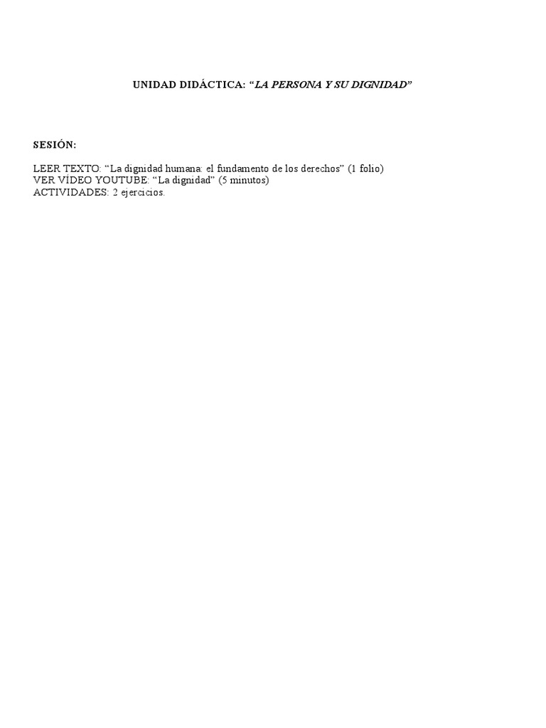 Actividades Dignidad | PDF