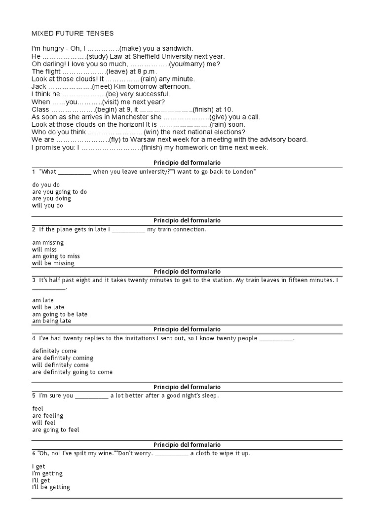 Mixed Future Tenses | PDF