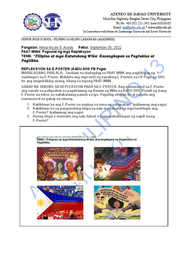 Repleksyon Acedo Calungsod | PDF