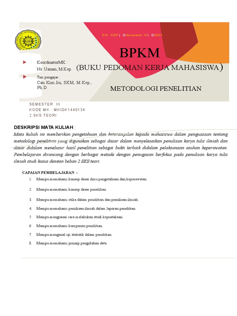 BPKM METODOLOGI PENELITIAN D3 Ganjil 2022 2023 | PDF