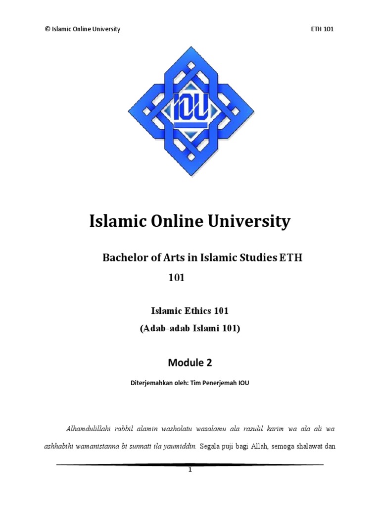 Islamic Online University: Bachelor of Arts in Islamic Studies ETH 101 ...