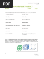 Worksheet 4 | PDF | Crystal Structure | Crystal