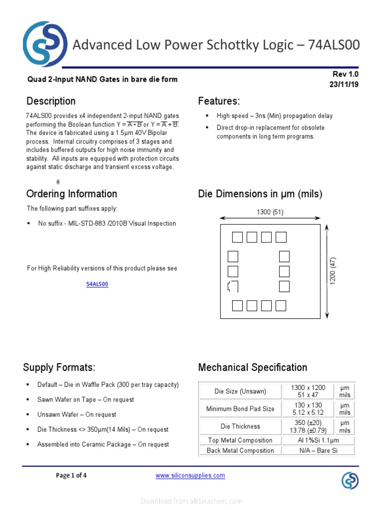 74ALS00 | PDF | Logic Gate | Flash Memory