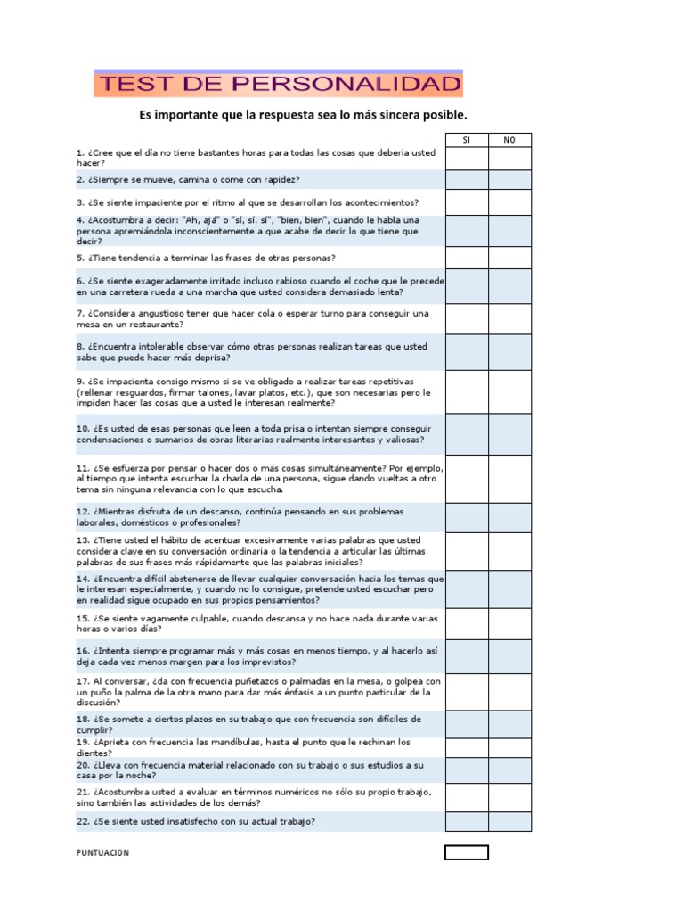 Test de Personalidad | PDF