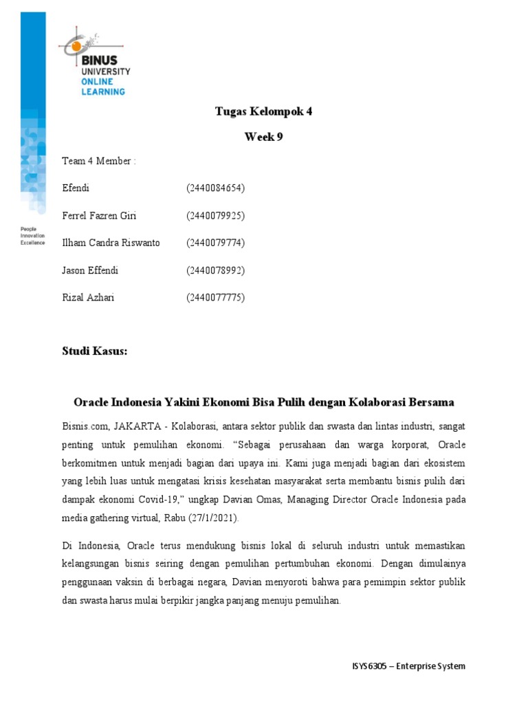 2111 - Isys6305035 - Jeba - TK4-W9-S13-R3 - Team 4 | PDF