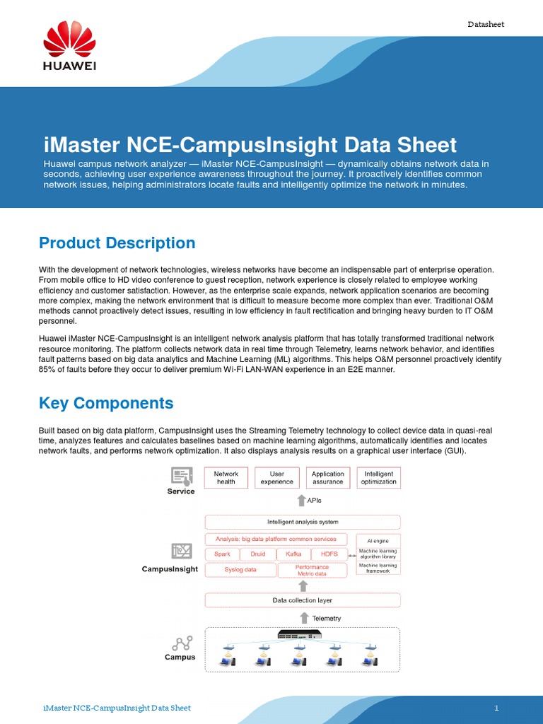 Huawei Imaster NCE-CampusInsight Data Sheet | PDF | Computer Network ...