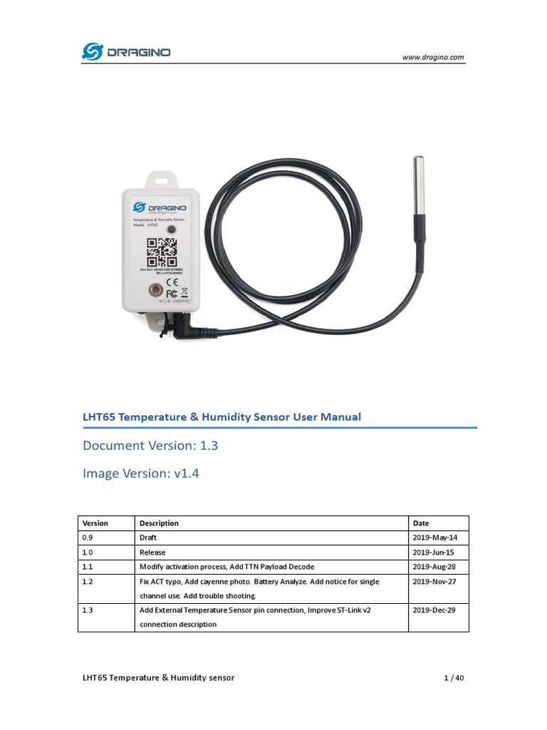 LHT65 Temperature Humidity Sensor UserManual v1.3 | PDF