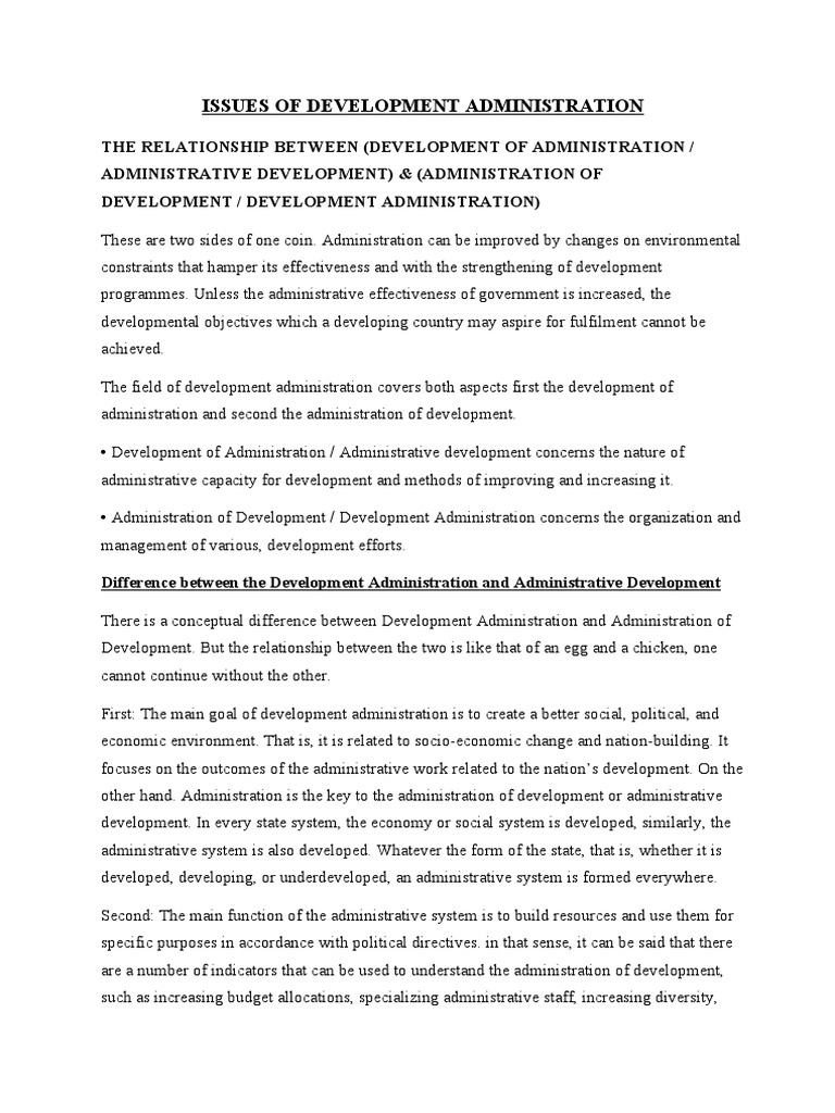 Relationship Between Development Administration & Administrative ...