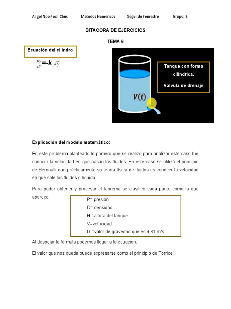 Bitácora de Ejercicio Tema 6 | PDF | Ecuaciones | Derivado