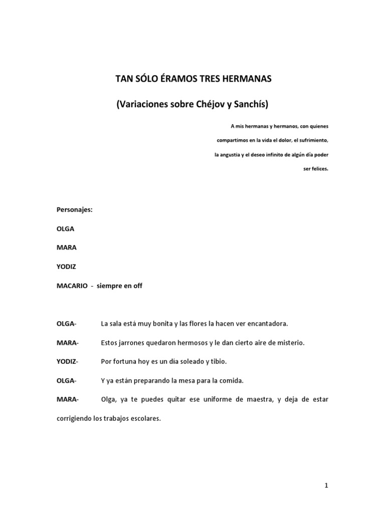 Tan Solo Eramos T R E S H E R M A N A S Actual Pdf Versión 1 Pdf