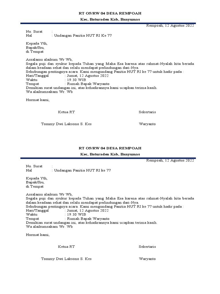 Undangan Rapat RT RW | PDF