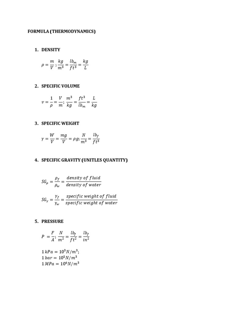 Formulas | PDF | Cooking, Food & Wine | Teaching Methods & Materials
