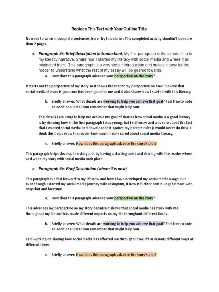 Reverse Outline Template | PDF | Literacy | Social Media
