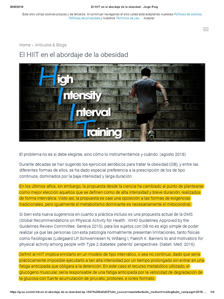 El HIIT en El Abordaje de La Obesidad - Jorge Roig | PDF | Obesidad ...