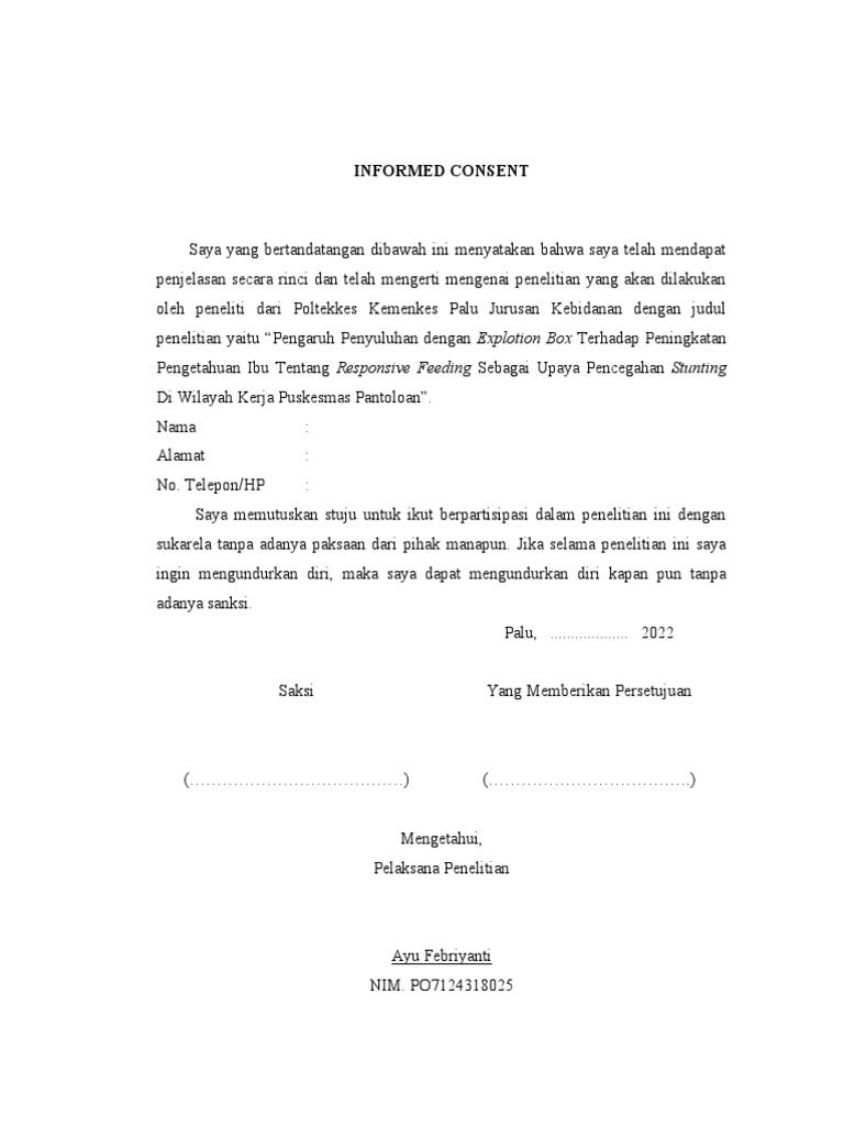 Informed Consent Dan Kuesioner Penelitian | PDF