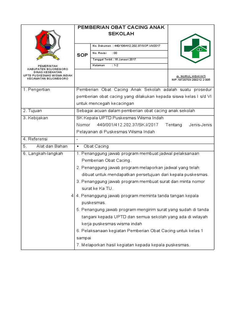 Sop Pemberian Obat Cacing | PDF