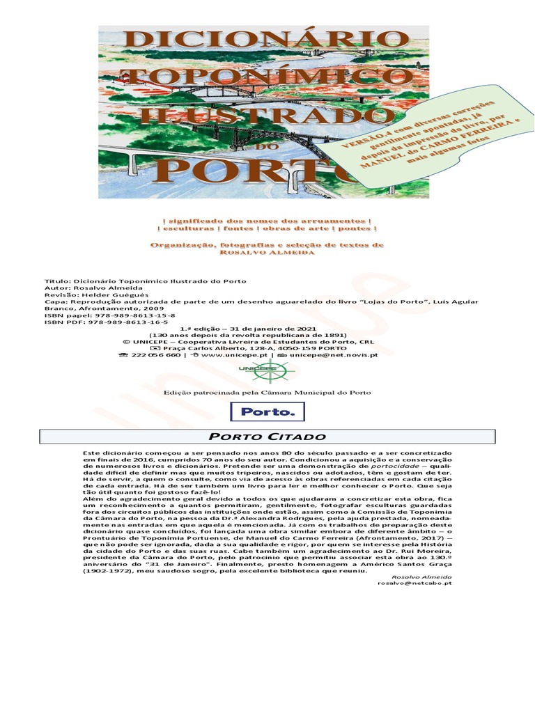 Dicionario Toponímico Ilustrado Do Porto | PDF | Portugal | Porto