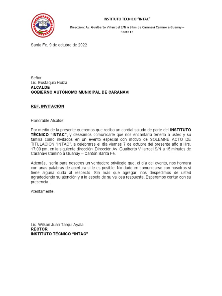 Carta de Invitación | PDF