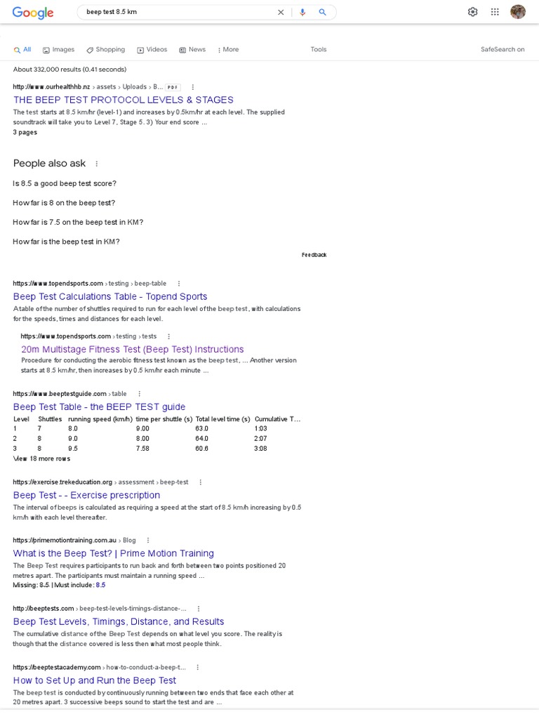 Beep Test Protocol: Levels & Stages | PDF | Recreation | Physical Exercise
