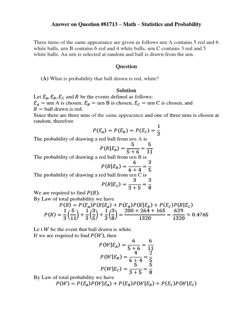 Answer 81713 | PDF | Mathematical Concepts | Probability And Statistics