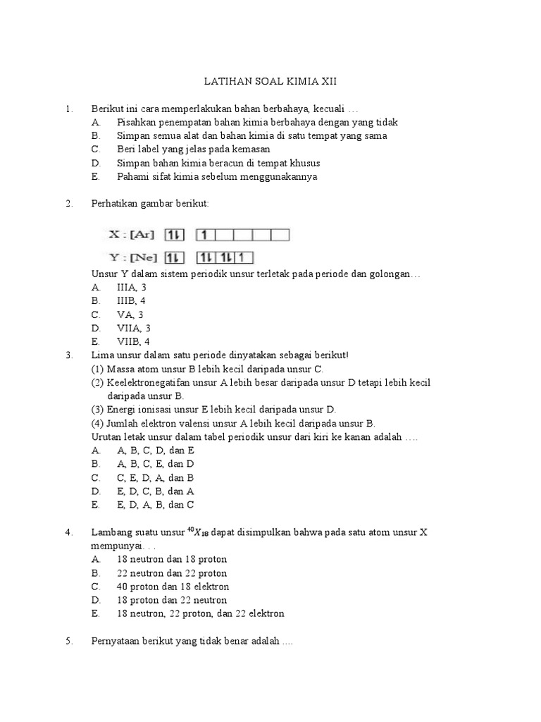 LATIHAN SOAL Kimia | PDF | Metode & Bahan Ajar | Teknologi & Rekayasa