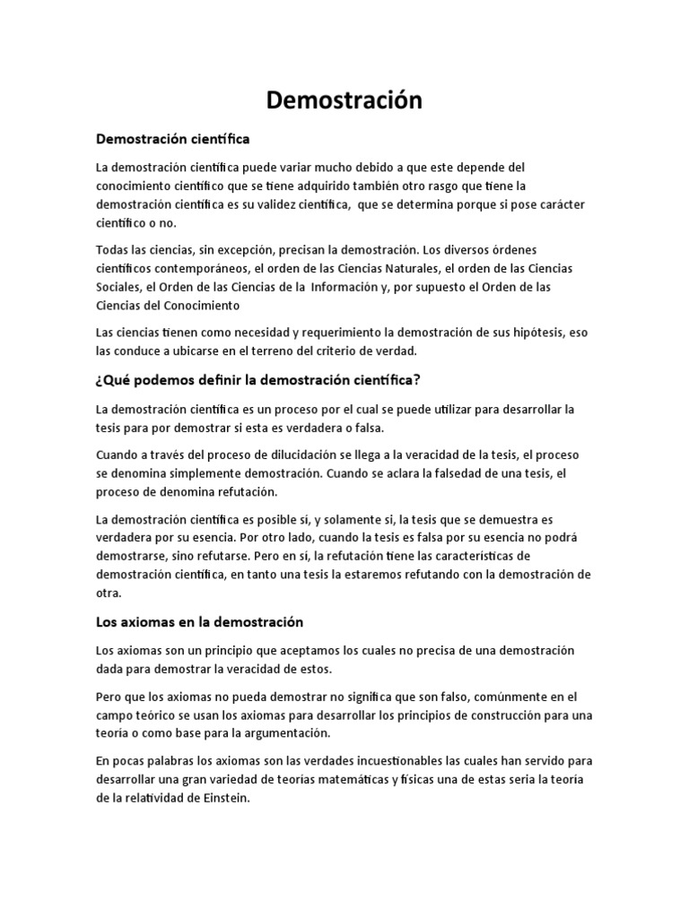 Demostración Científica: Elementos Clave | PDF | Prueba matemática | Verdad