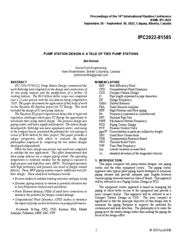 IPC2022-81585 - Pump Station Design II | PDF | Pump | Pipe (Fluid ...