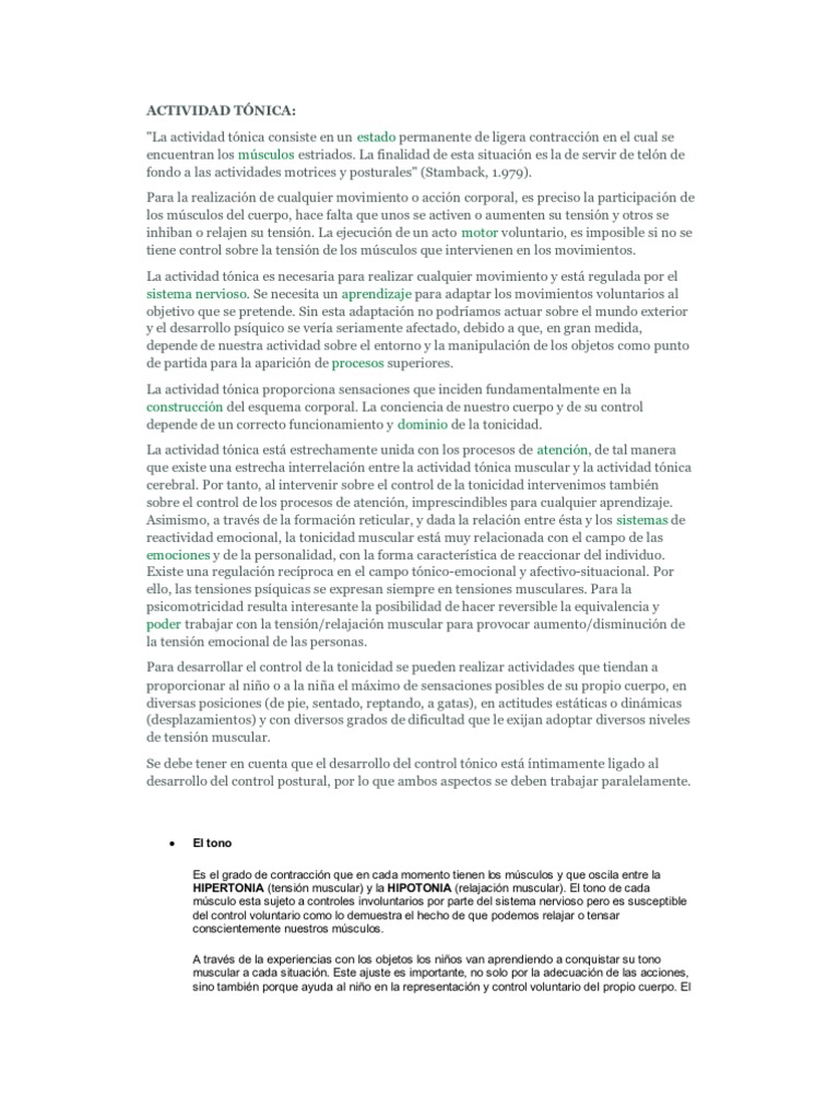 Actividad Tónica | PDF | Músculo | Contracción muscular