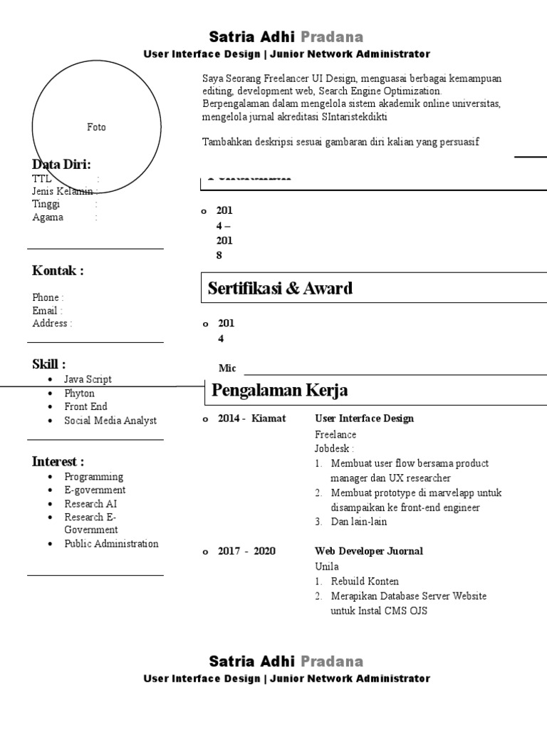 Contoh Isi CV | PDF