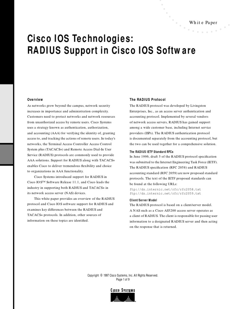 Cisco Radius | PDF
