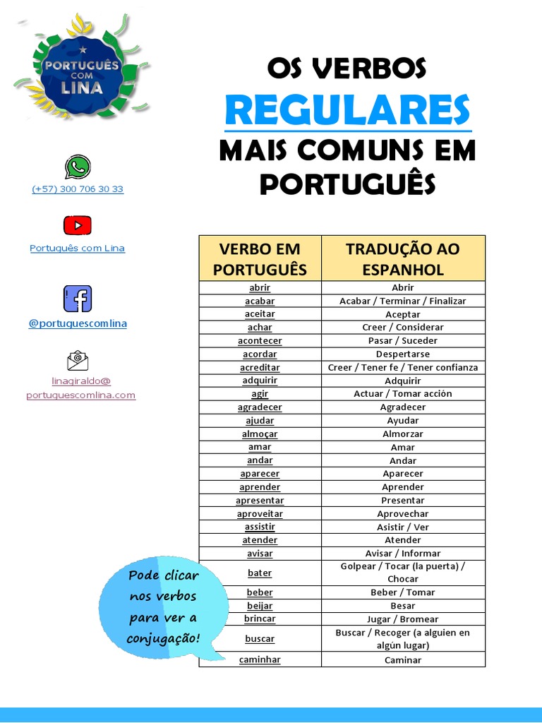 Lista De Verbos Em Português Pdf
